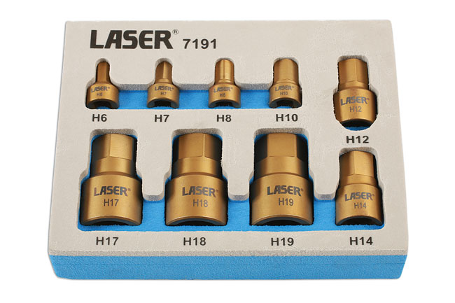 Laser Tools 7191 Low Profile Hex Bit Set 9pc