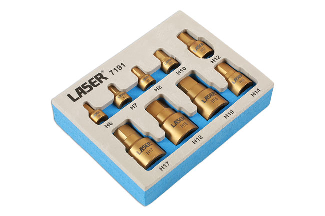 Laser Tools 7191 Low Profile Hex Bit Set 9pc