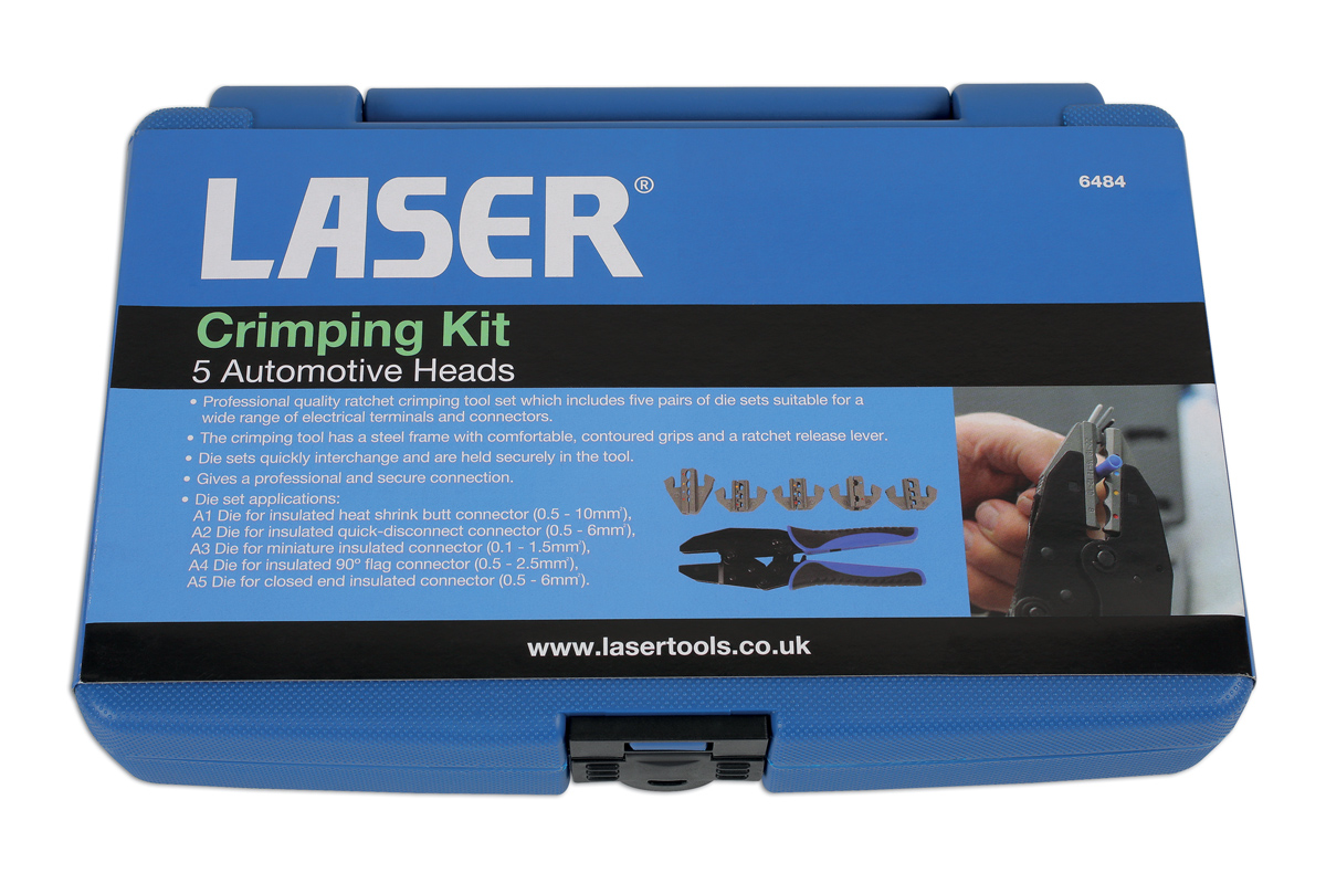 Laser Tools 6484 Crimping Tool Kit with 5 Automotive Heads
