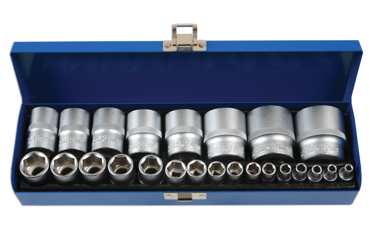 Socket Set 1/4"D, 1/2"D 24pc | Part No. 6919 | Part of the 1/2"D Socket ...