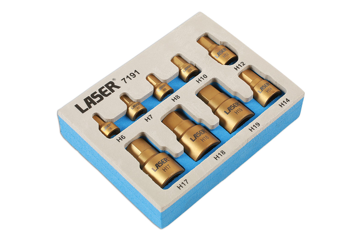 Laser Tools 7191 Low Profile Hex Bit Set 9pc